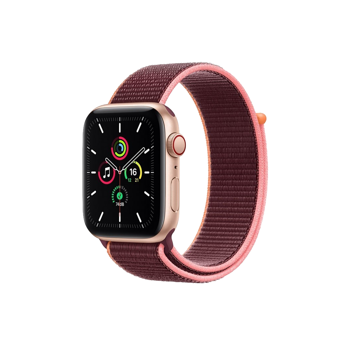 Apple Watch SE GPS + Cellular, 44mm Gold Aluminium Case with Plum Sport ...